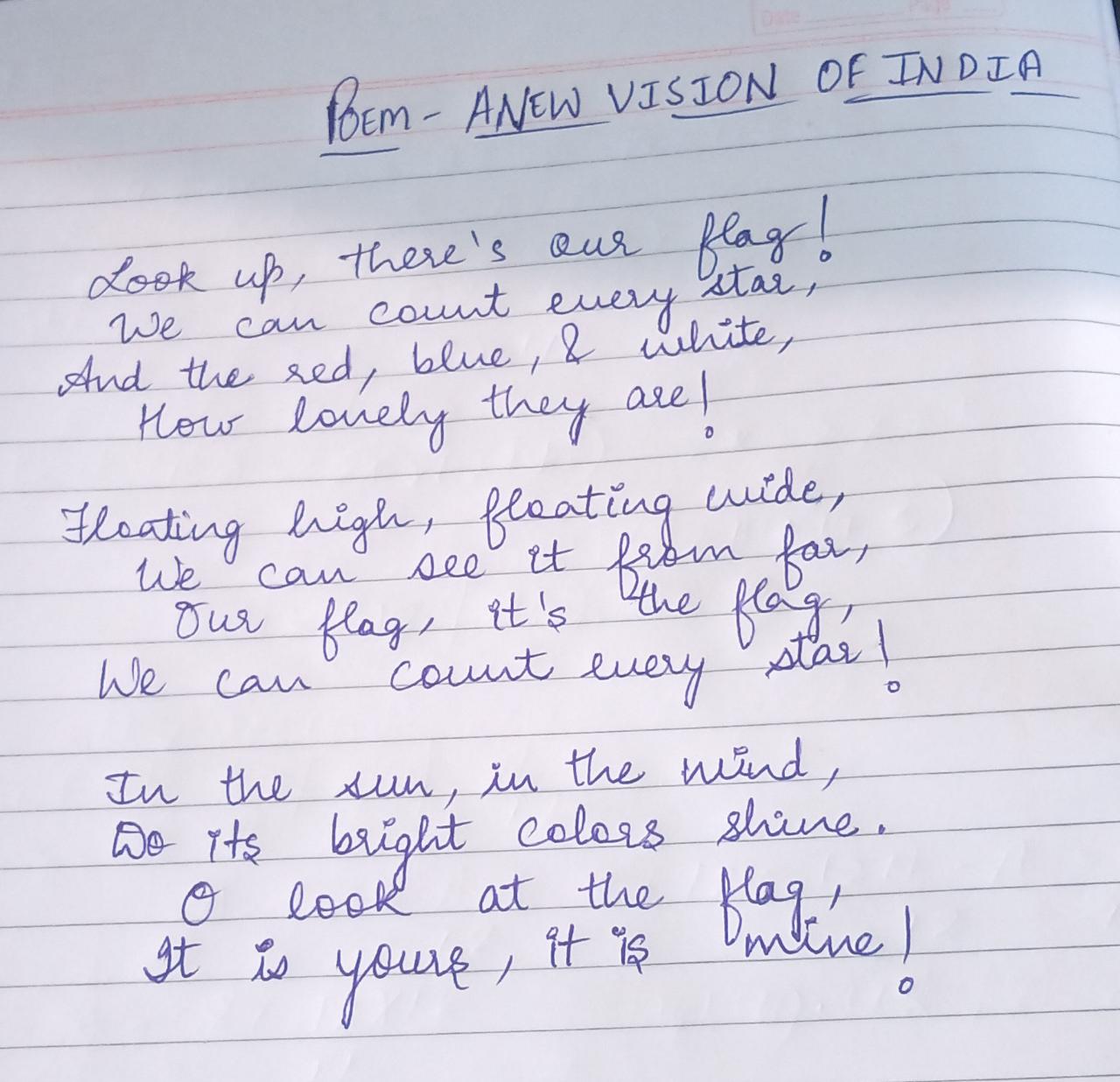 A new vision of india(poem) – India NCC