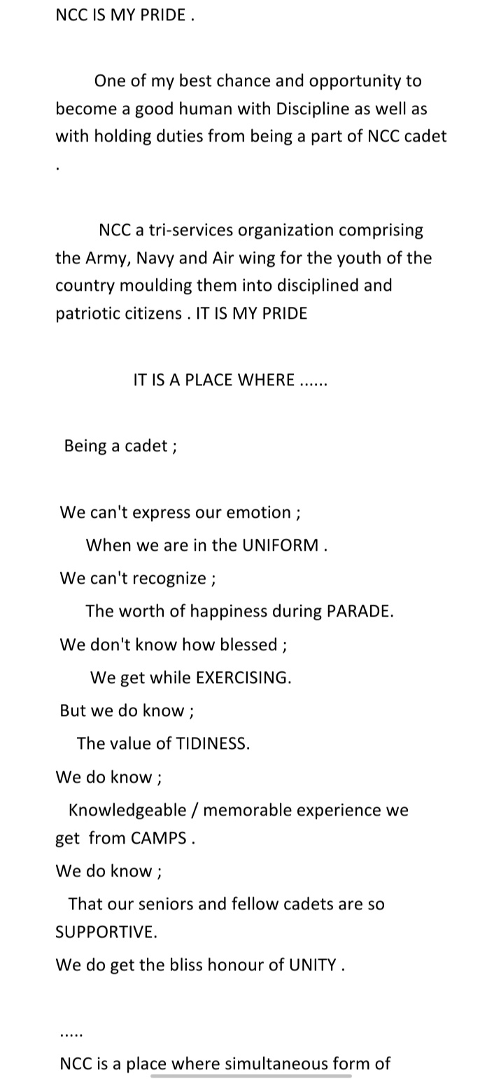 Poem on ncc – India NCC