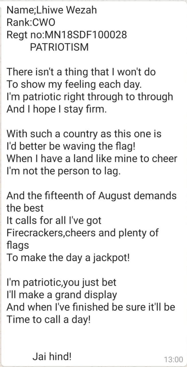 Poem-Patriotism – India NCC