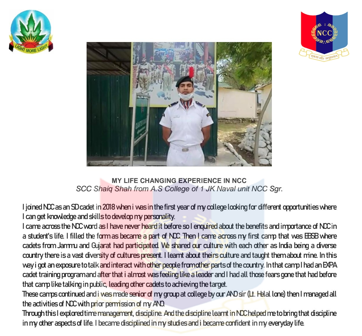 Article on My Experience in ncc – India NCC