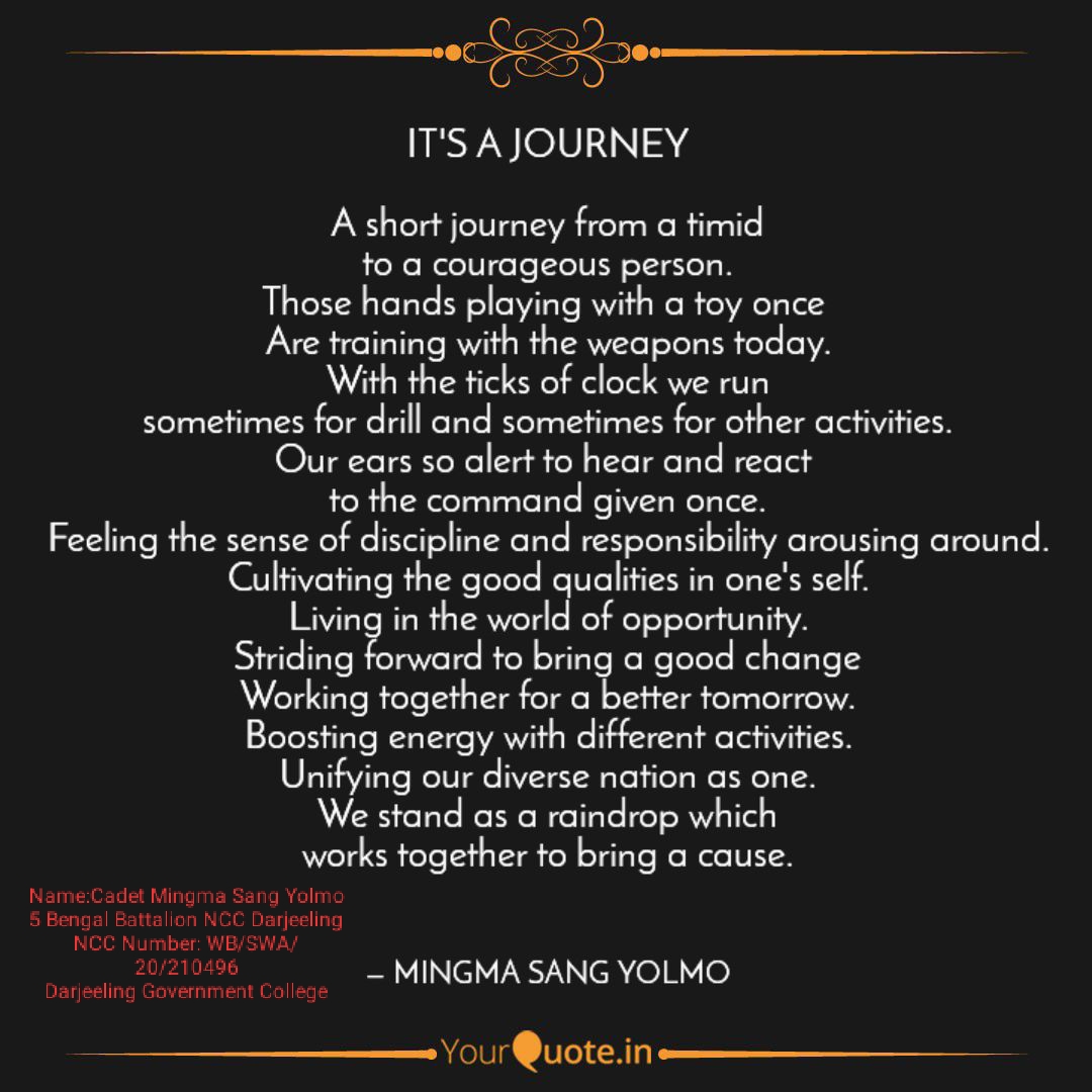 Poem about the journey of NCC (It's a journey) – India NCC