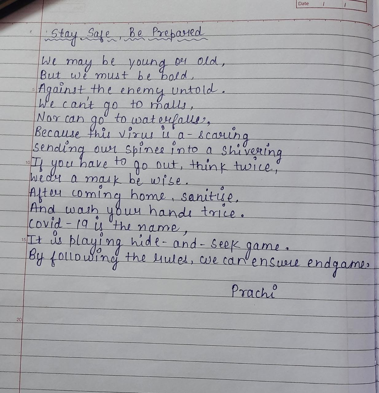 Poem on covid – 19 ( stay safe , be prepared ) – India NCC