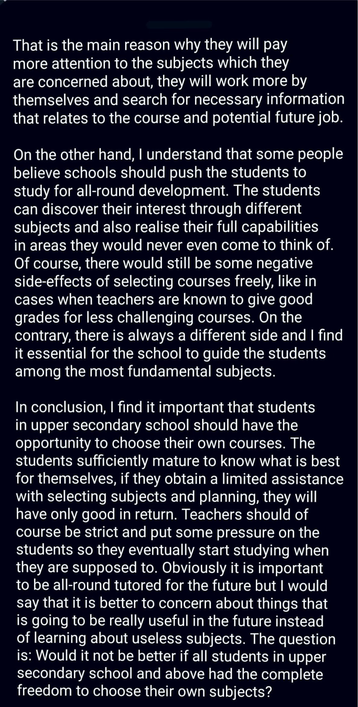 Essay on FREEDOM OF STUDENTS IN CHOOSING THEIR CAREER – India NCC