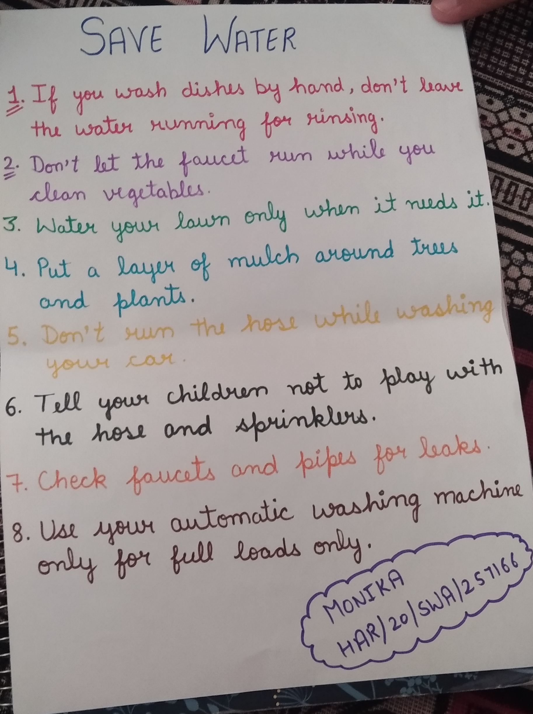 Save water ?points – India NCC