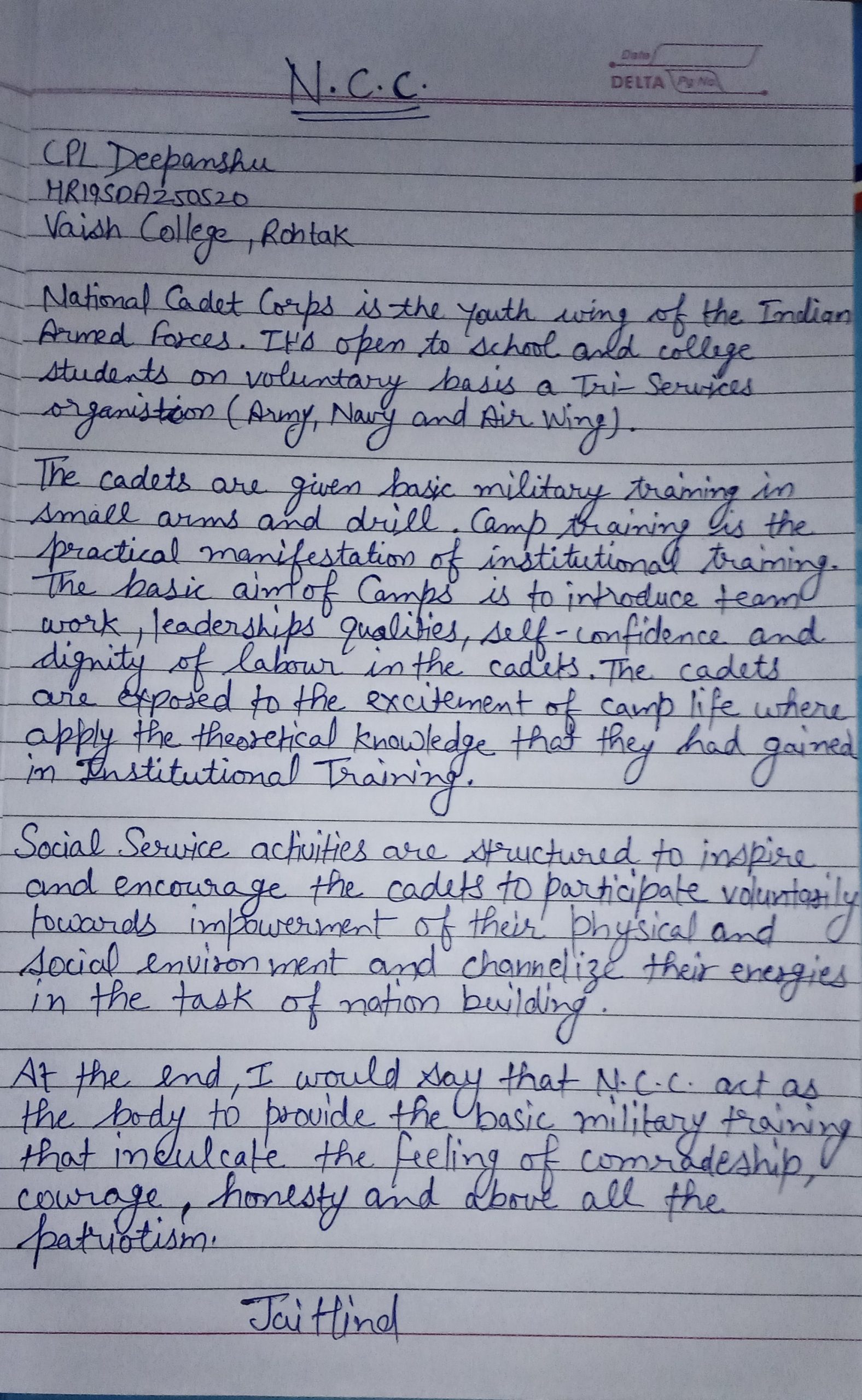 NCC ACTIVITIES – India NCC