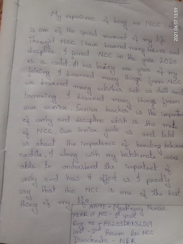 Experience of ncc – India NCC