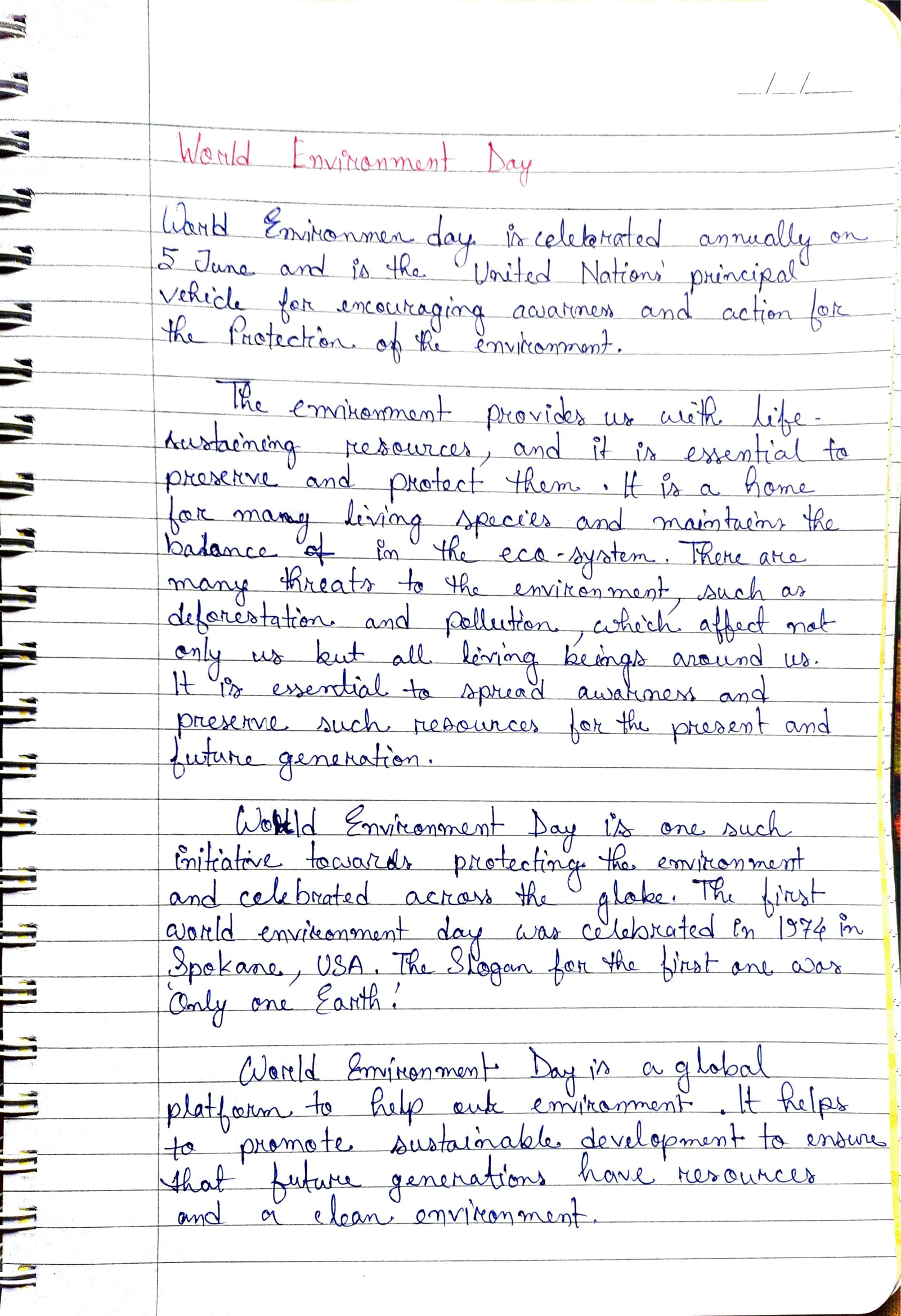 World Environment day article – India NCC