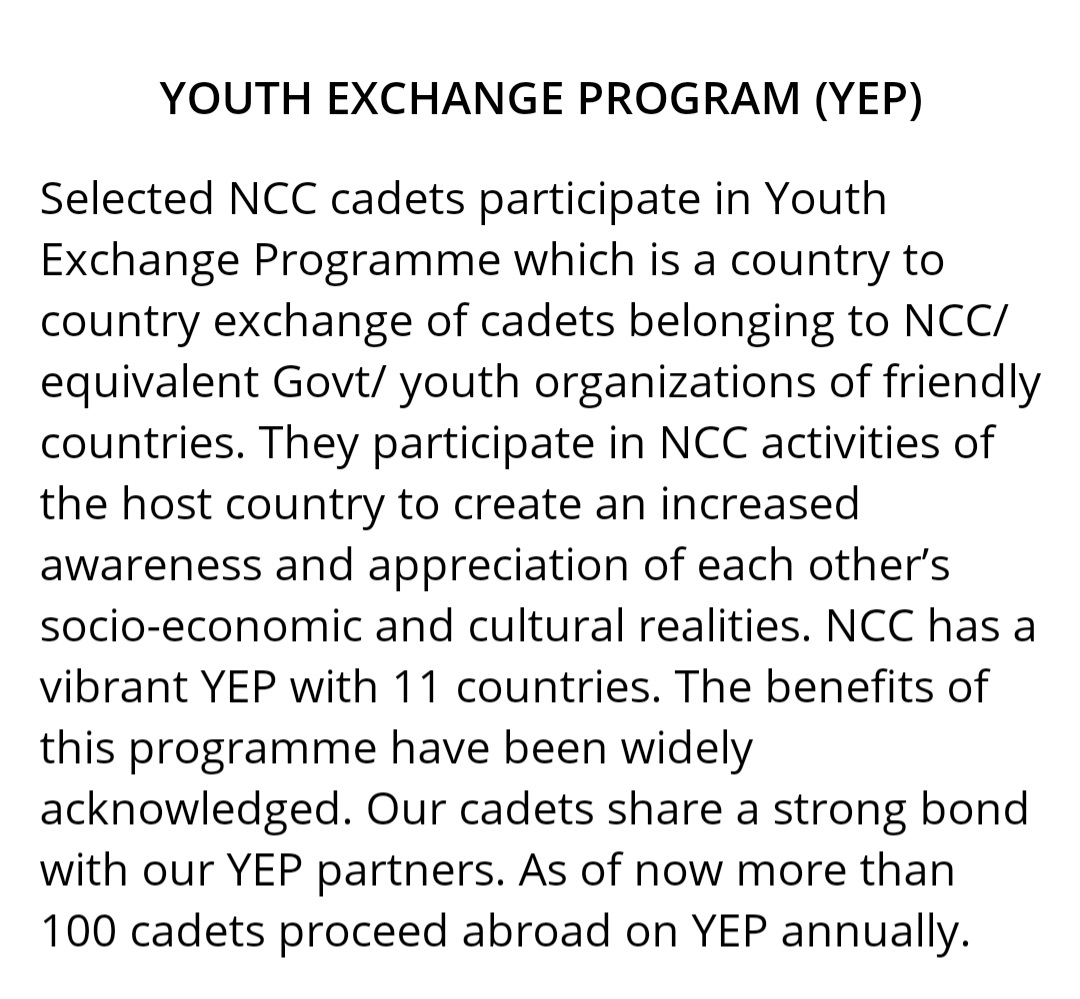 Youth exchange program – India NCC