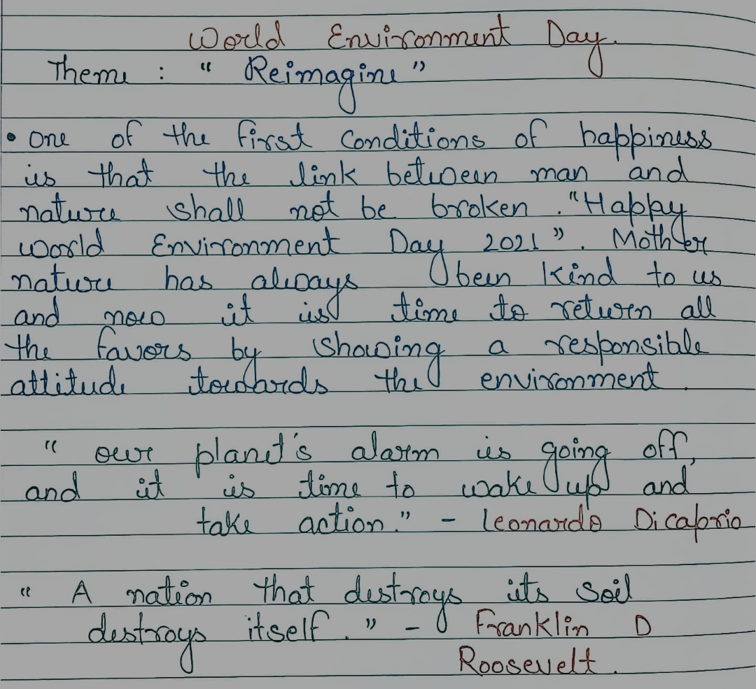 Short article on world environment day – India NCC