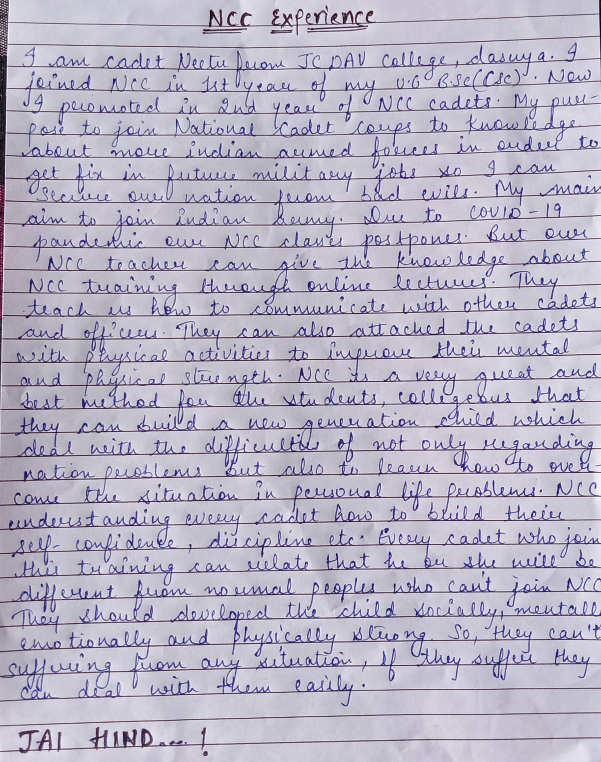 NCC experience – India NCC