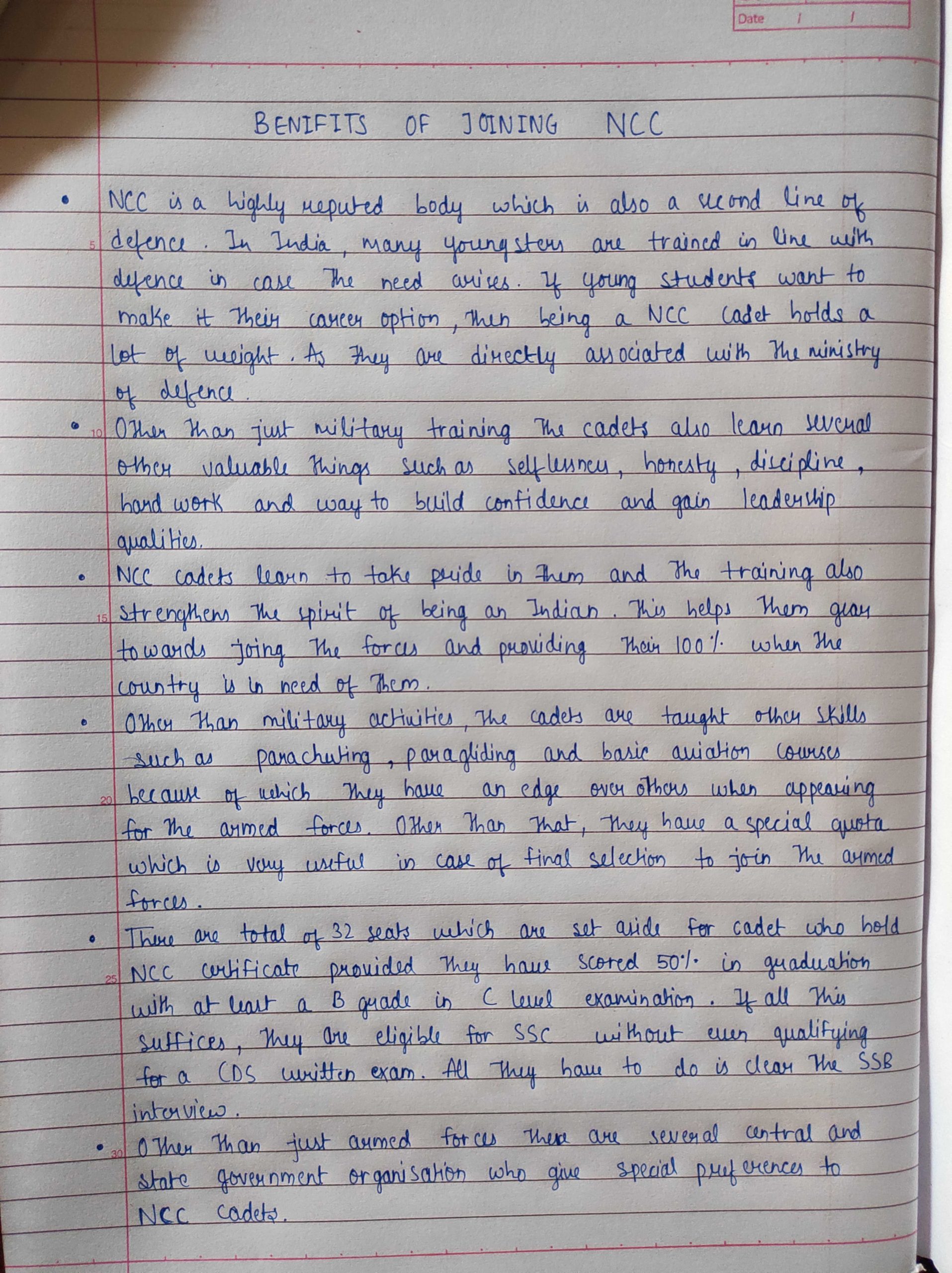 Benefits of NCC – India NCC