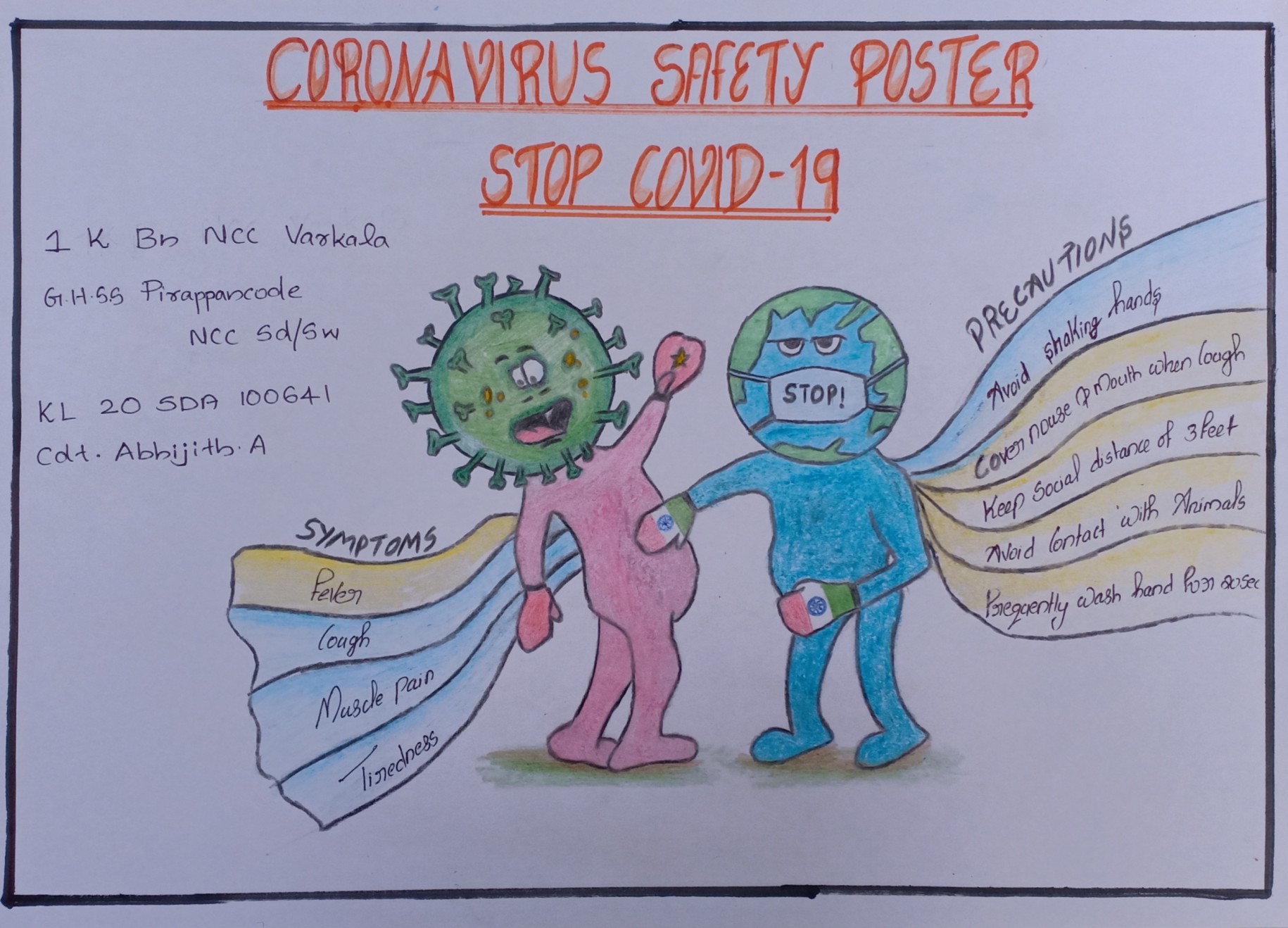 CORONA VIRUS SAFETY POSTER "STOP COVID 19" – India NCC
