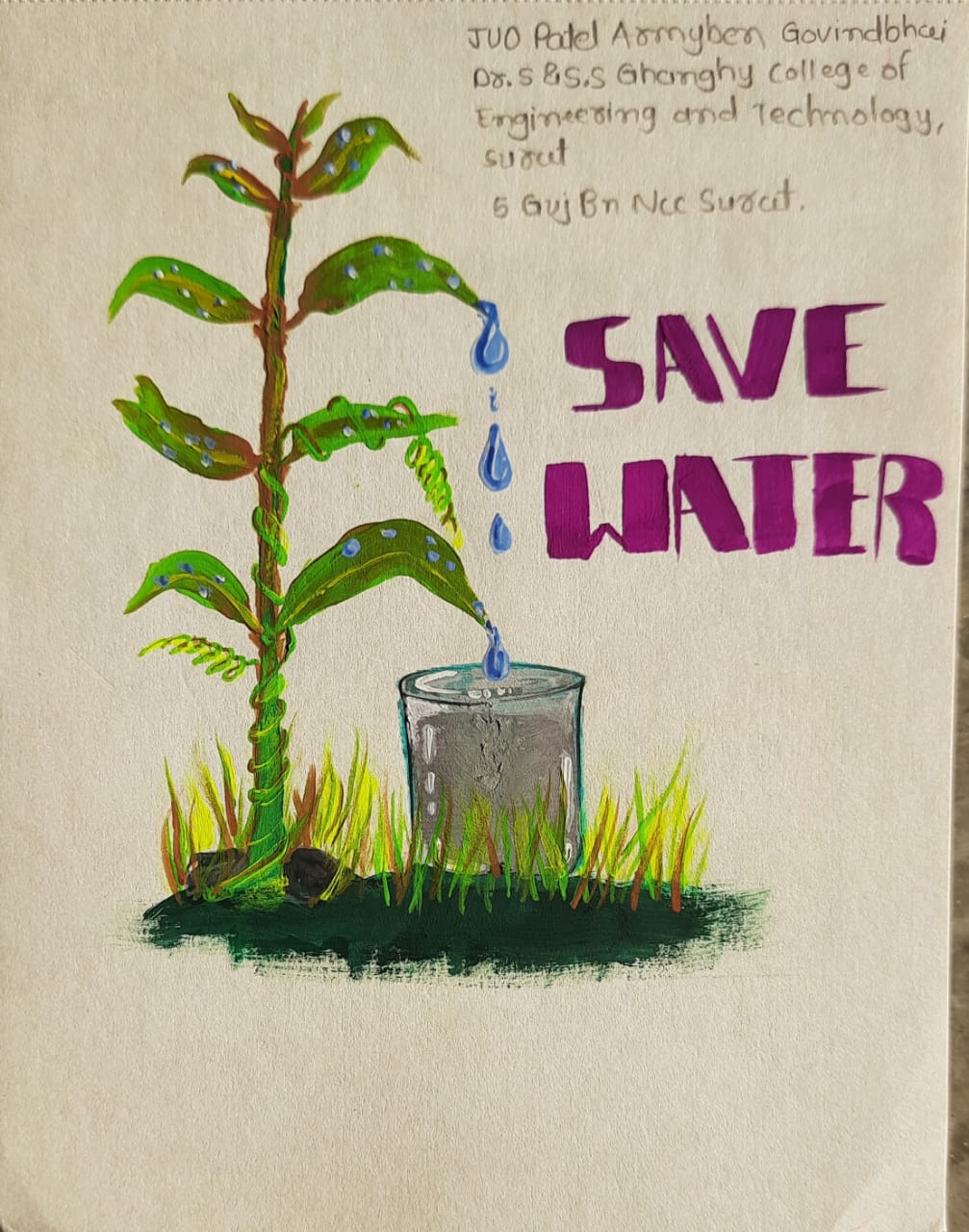 Poster on save water – India NCC