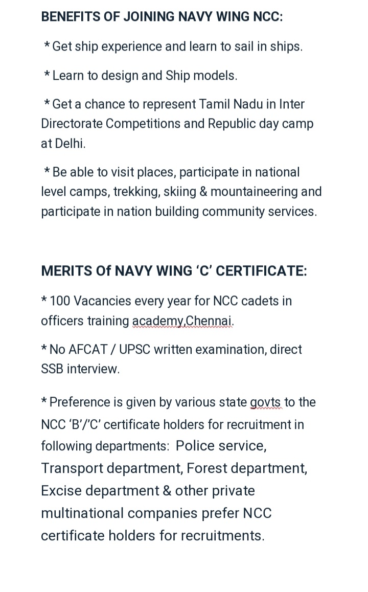 Experience of naval wing – India NCC
