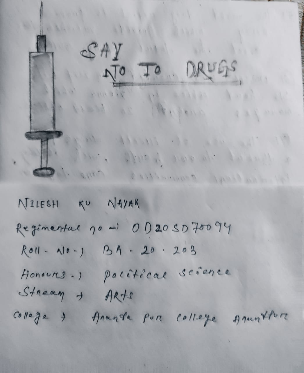 Anti drugs day drawing – India NCC