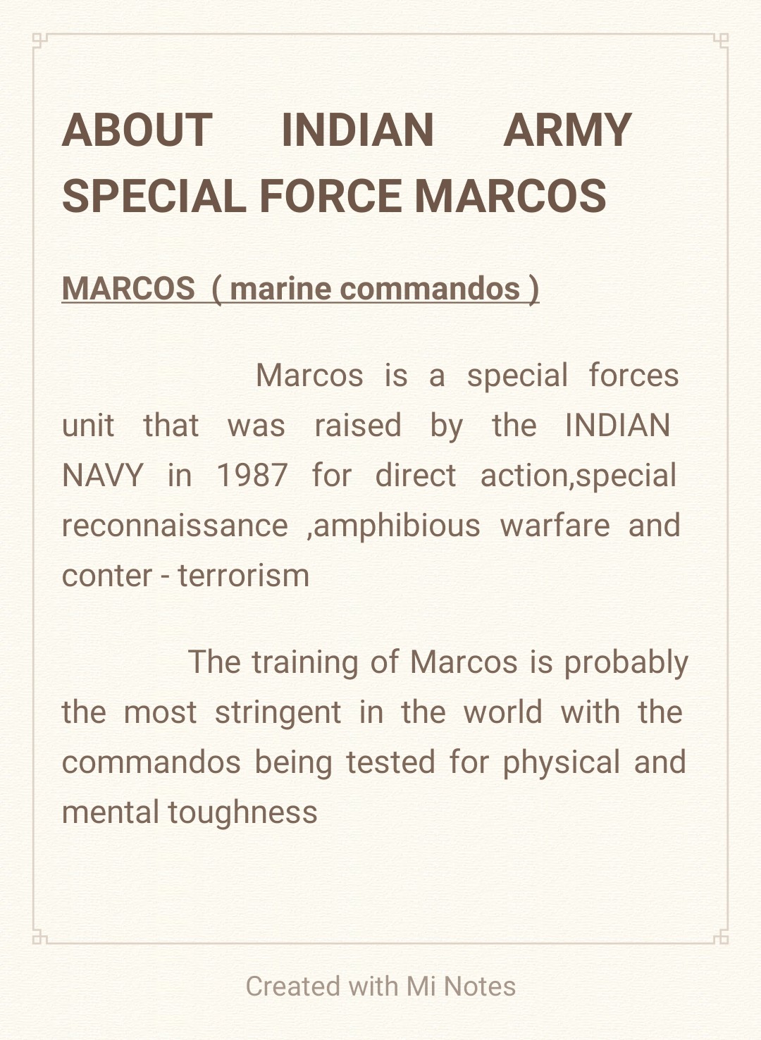 ABOUT MARCOS – India NCC