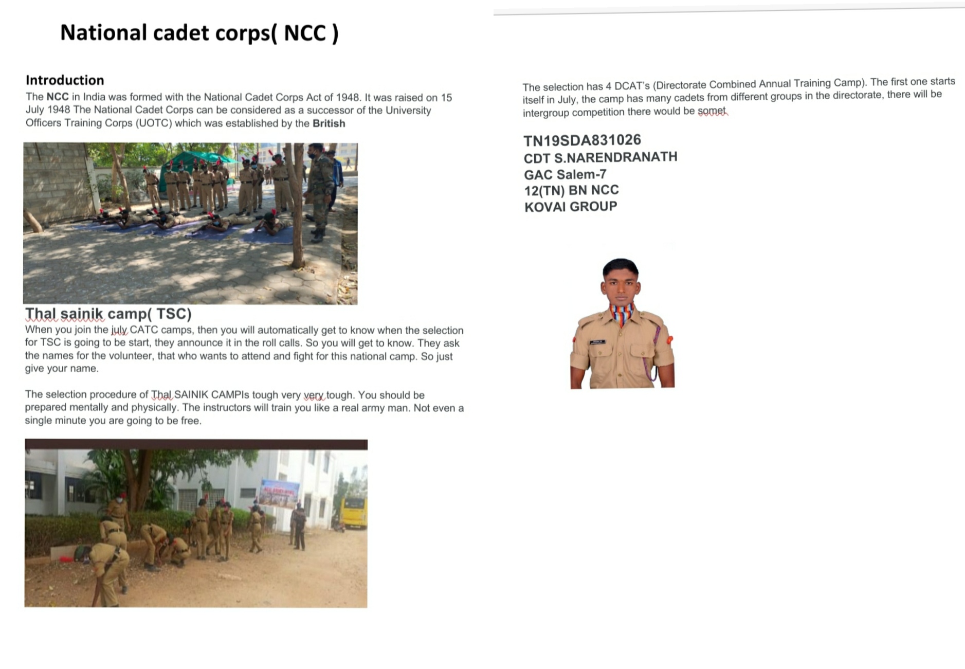 Thal sainik camp TSC – India NCC