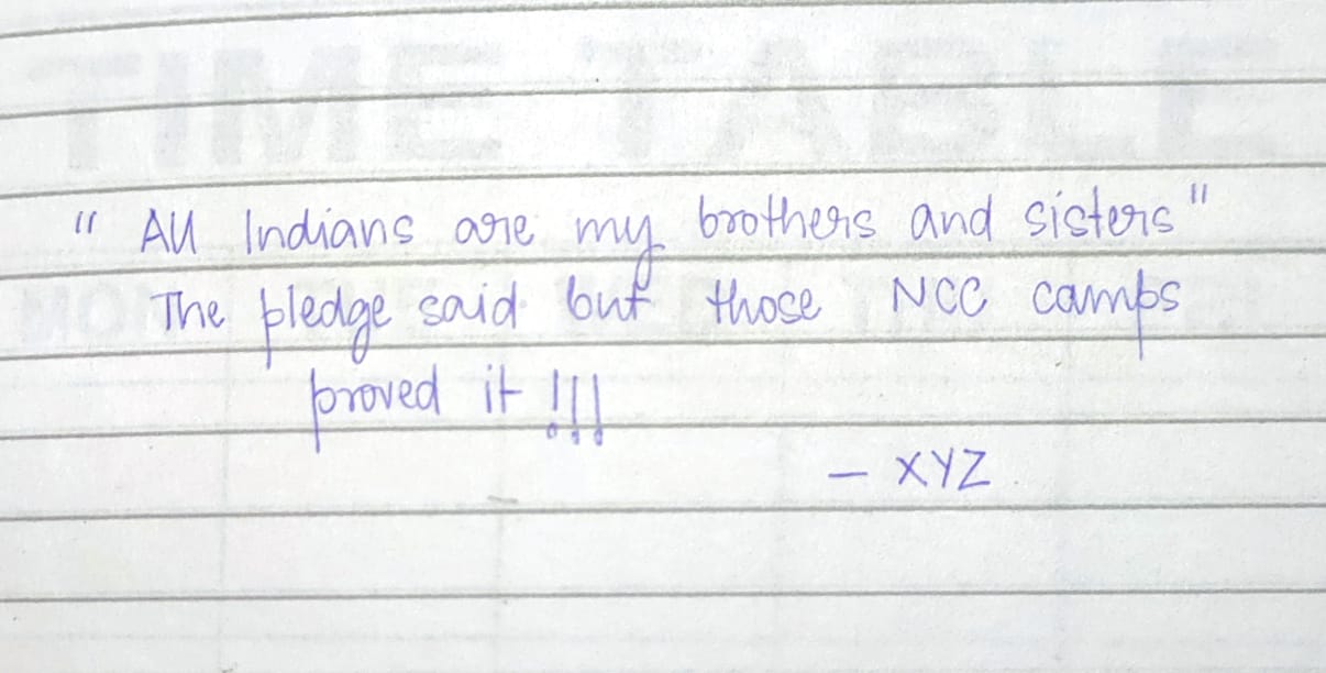 Slogan on NCC – India NCC