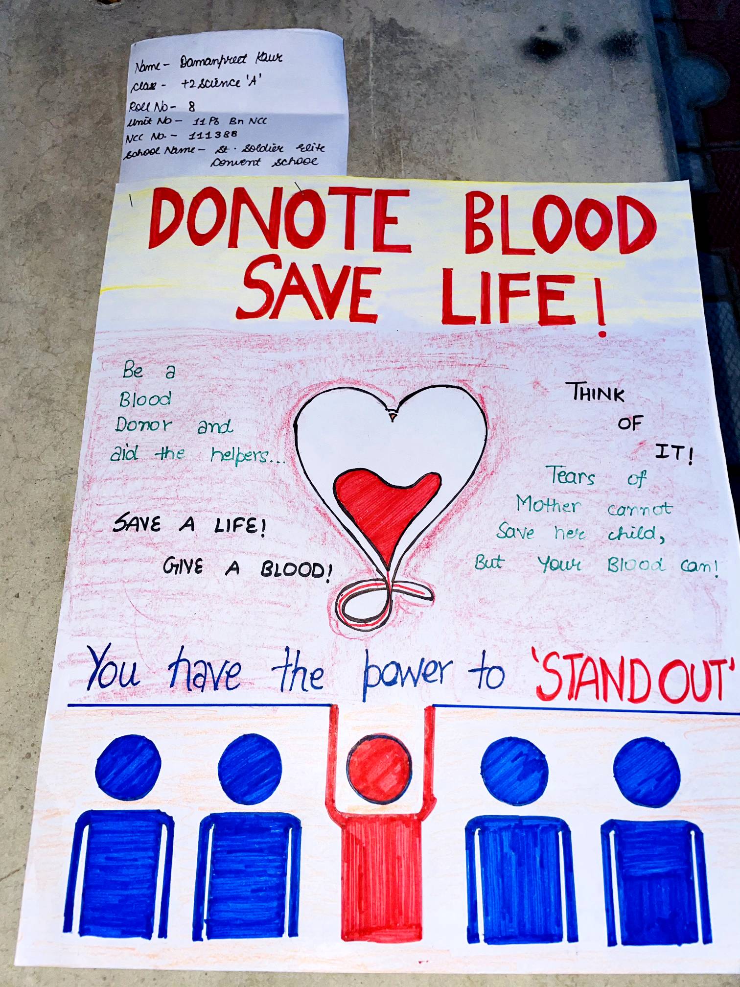 Poster making on World Blood Donor Day – India NCC
