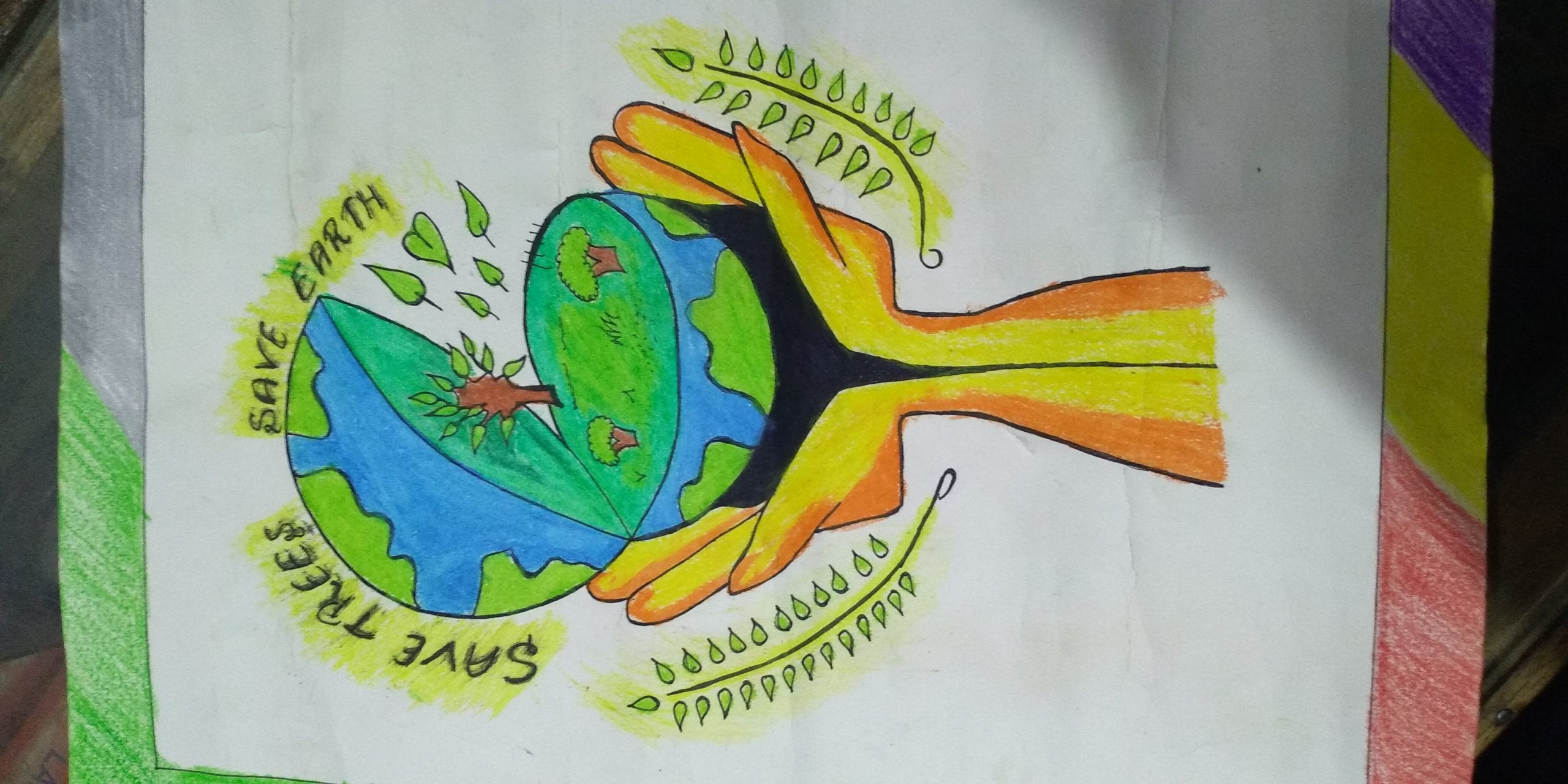 Rangoli Designs With Theme Of Save Earth