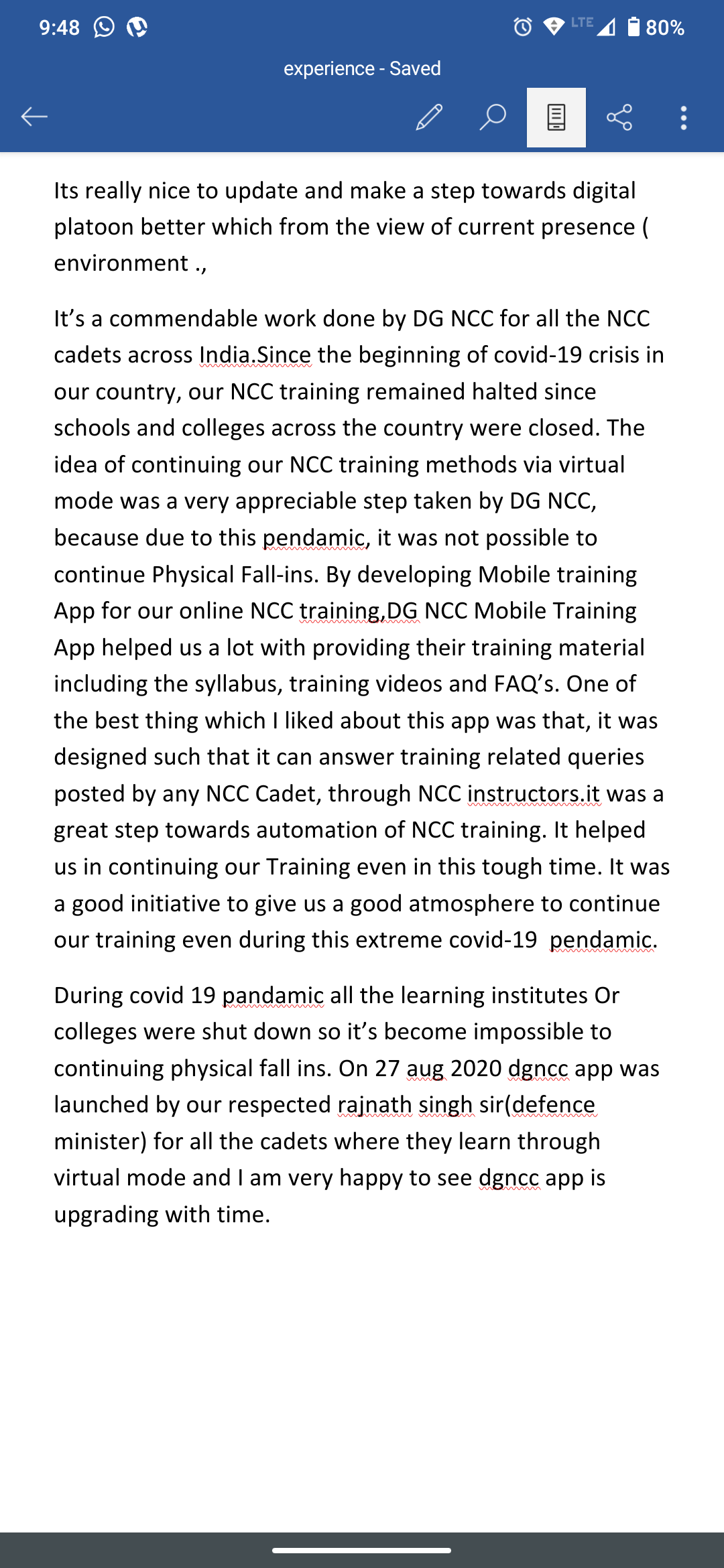 DG NCC training experience – India NCC