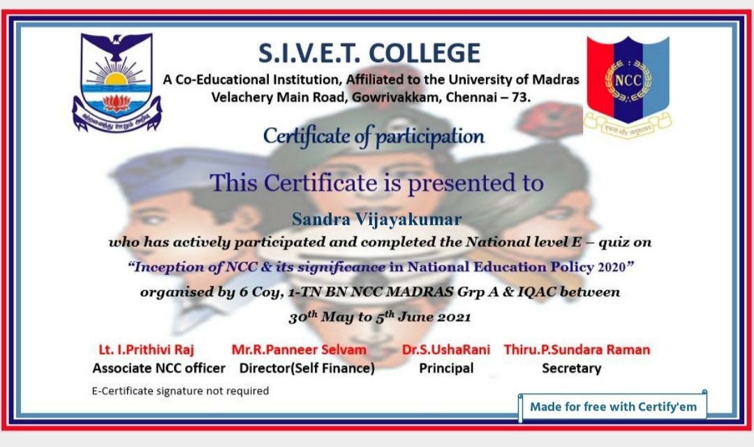 Certificate – India NCC
