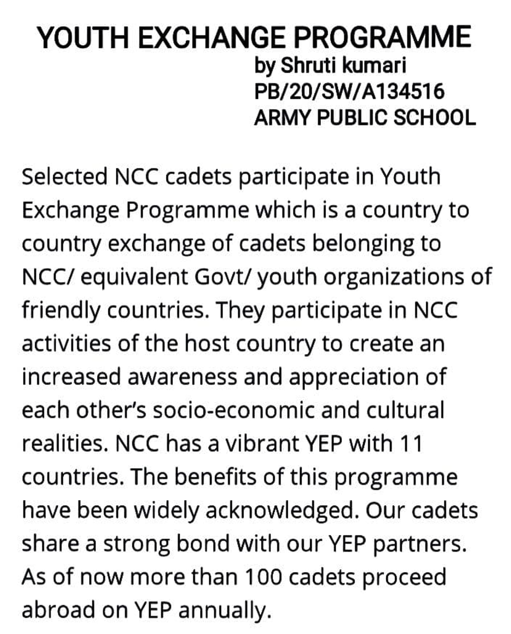 YEP – India NCC