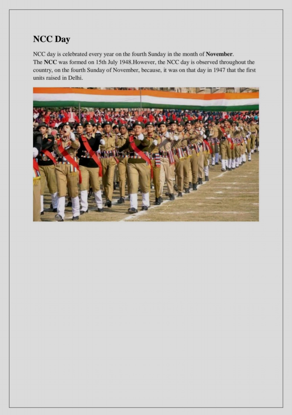 Article(NCC) – India NCC