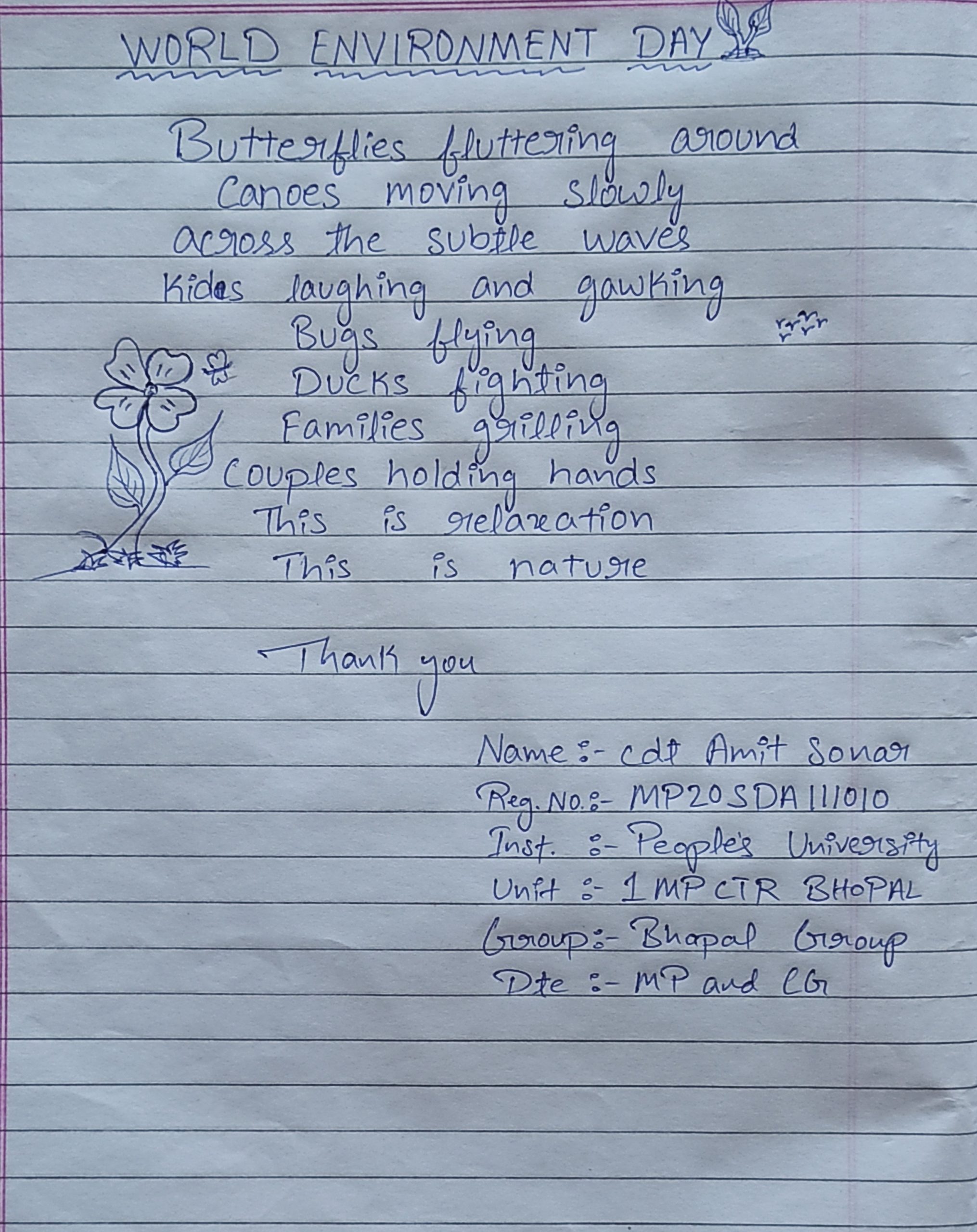 Poem on World Environment Day – India NCC