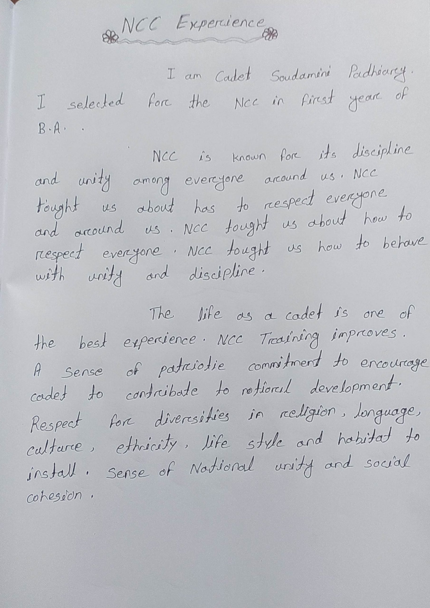 NCC Experience – India NCC