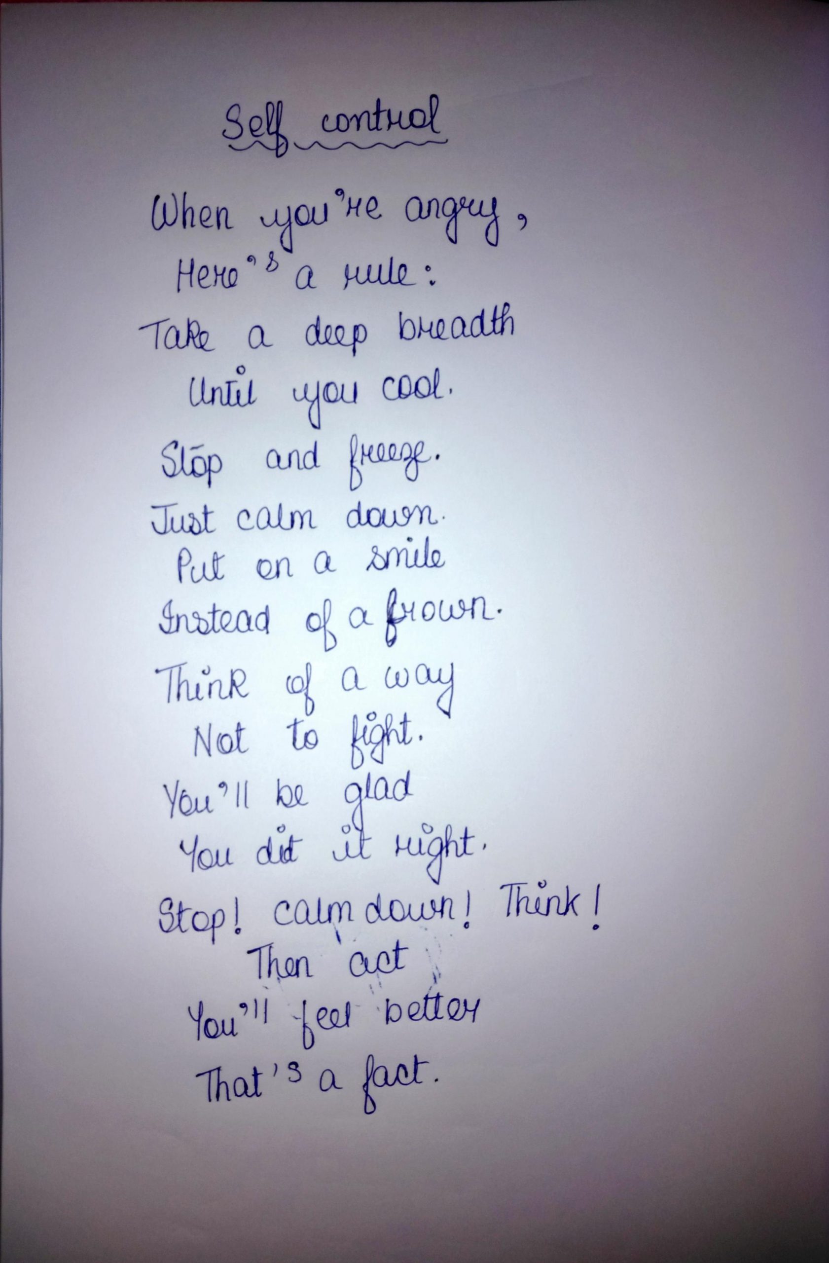 Poem on self control – India NCC