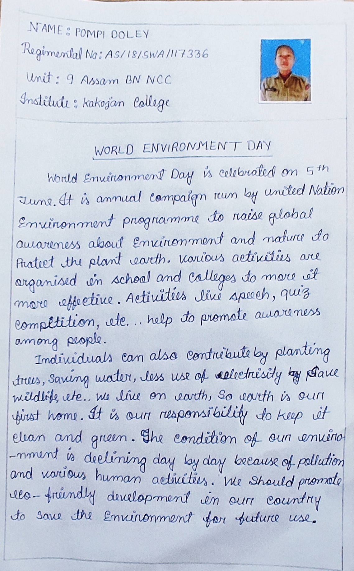 World Environment Day – India NCC