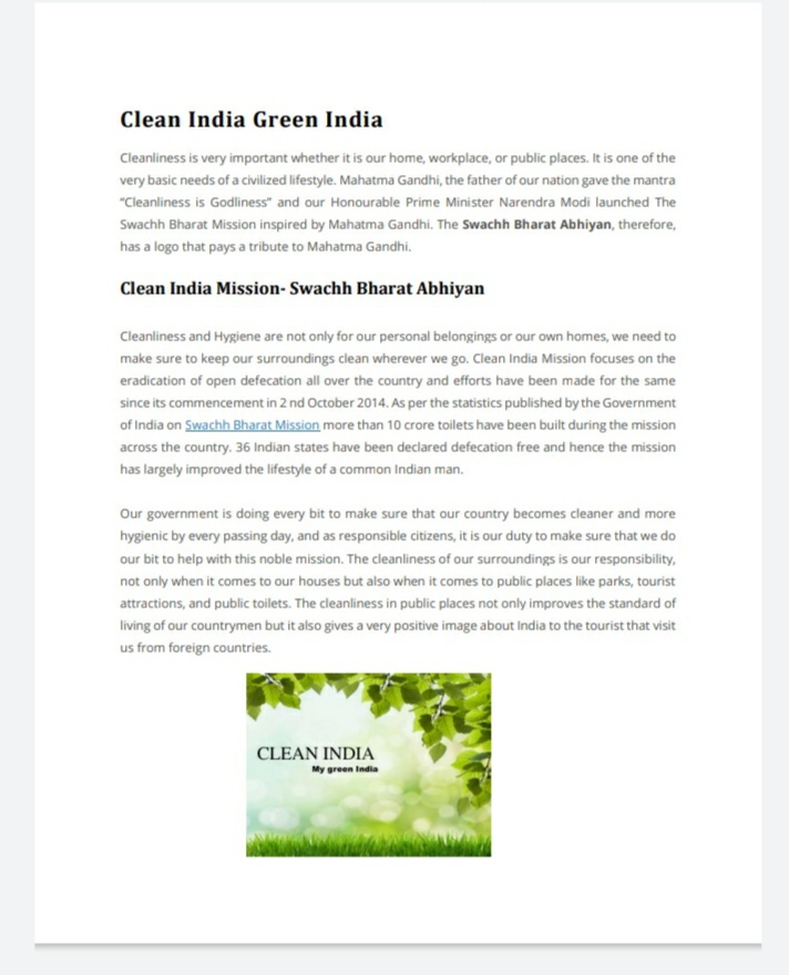 Article…clean India green India – India NCC