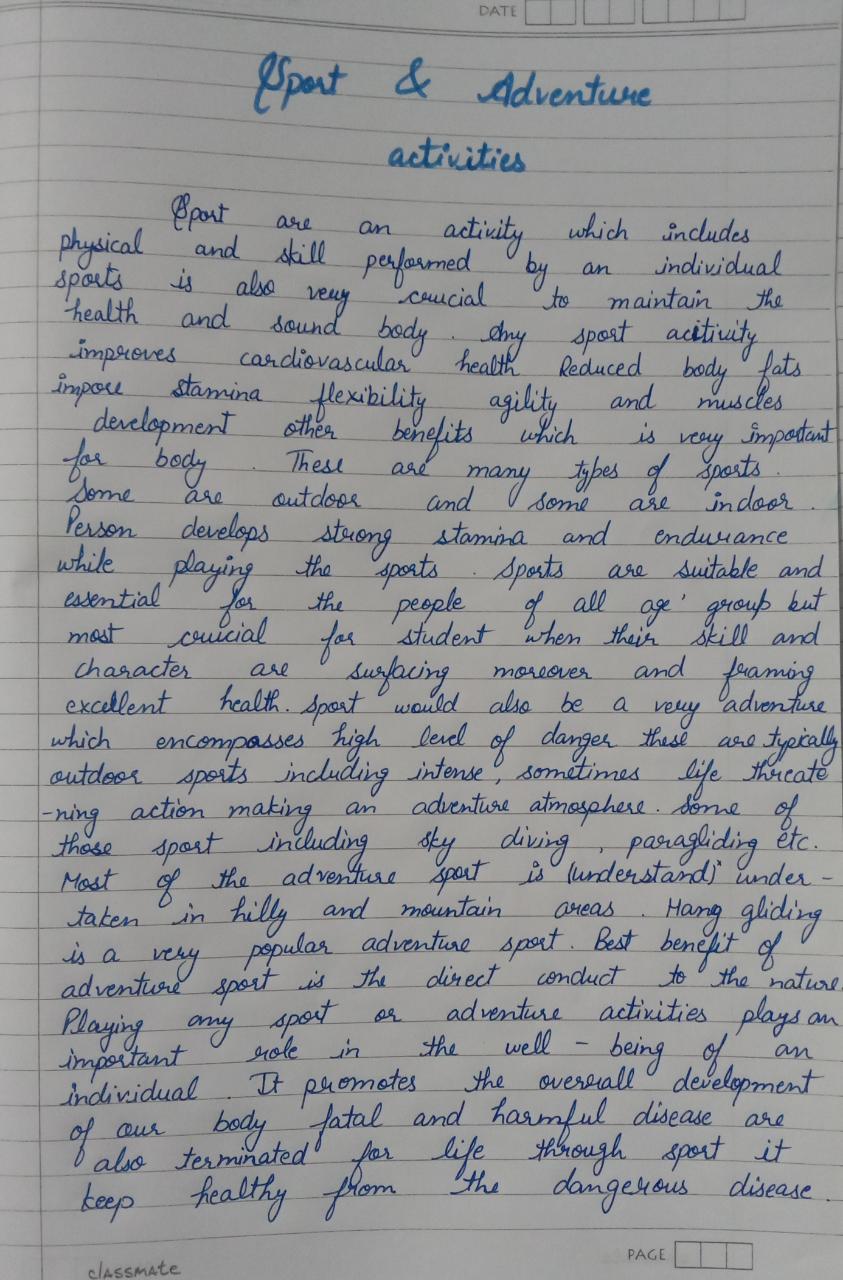 Sports and Adventure activities – India NCC