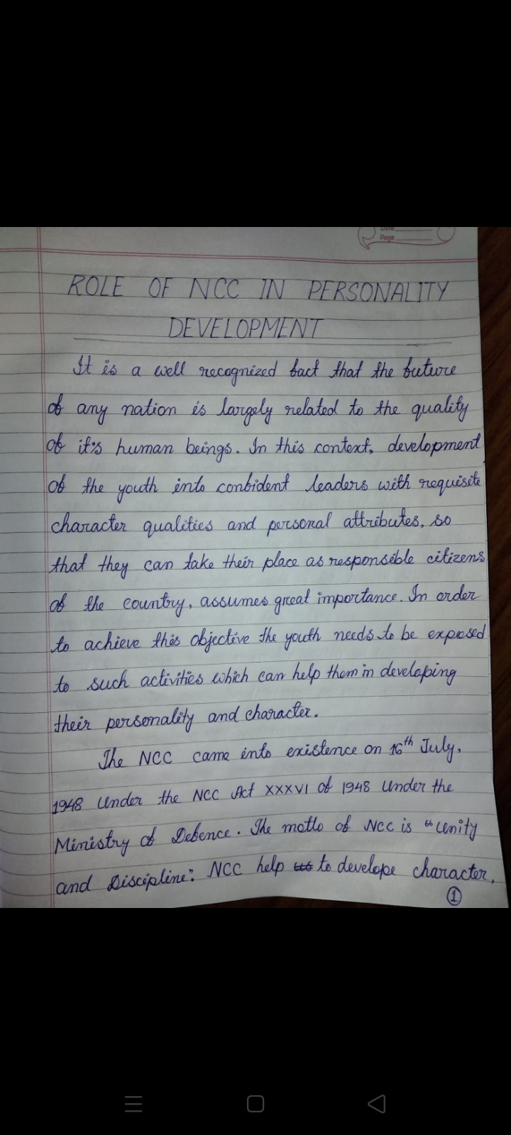 Short note – India NCC