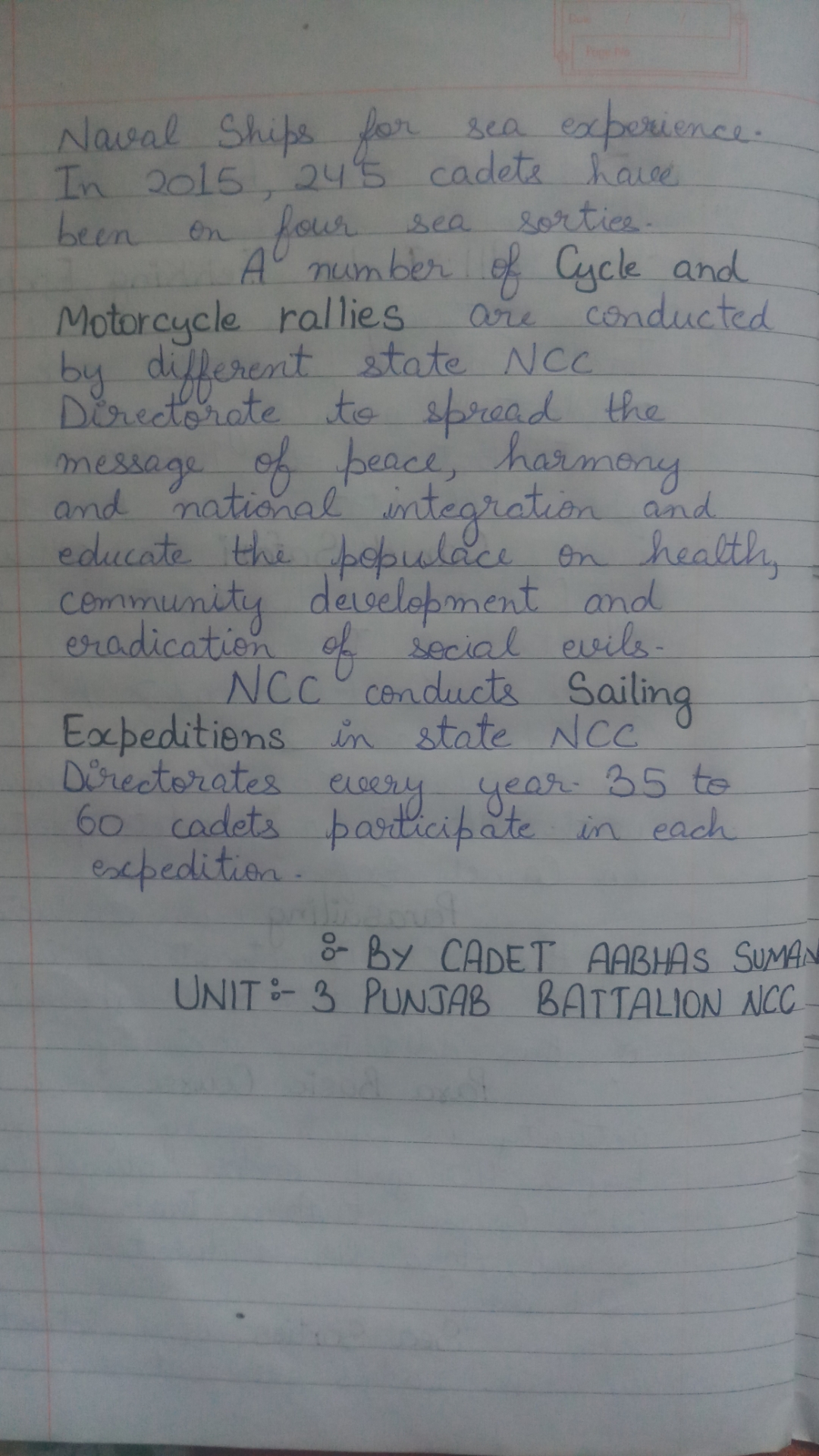 Sports & Adventure Activities – India NCC