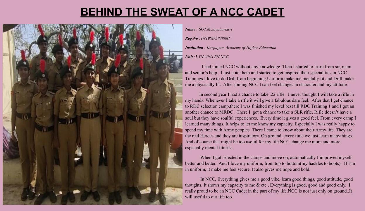 Experience about NCC – India NCC