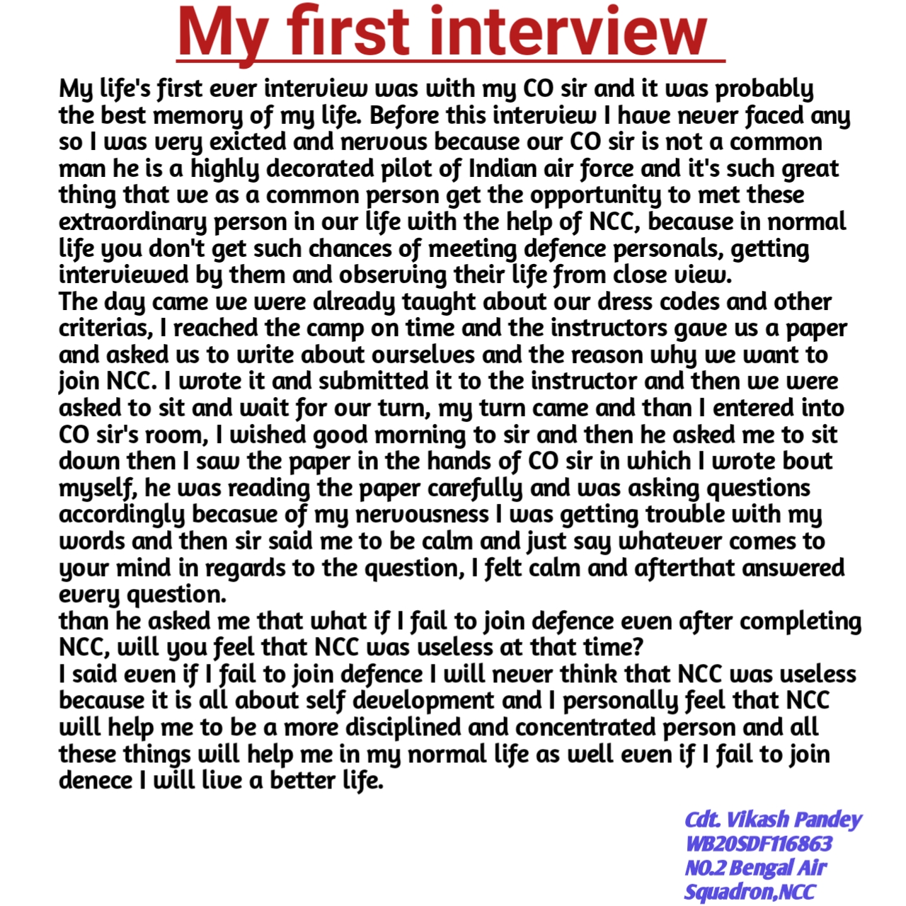 My first Interview – India NCC