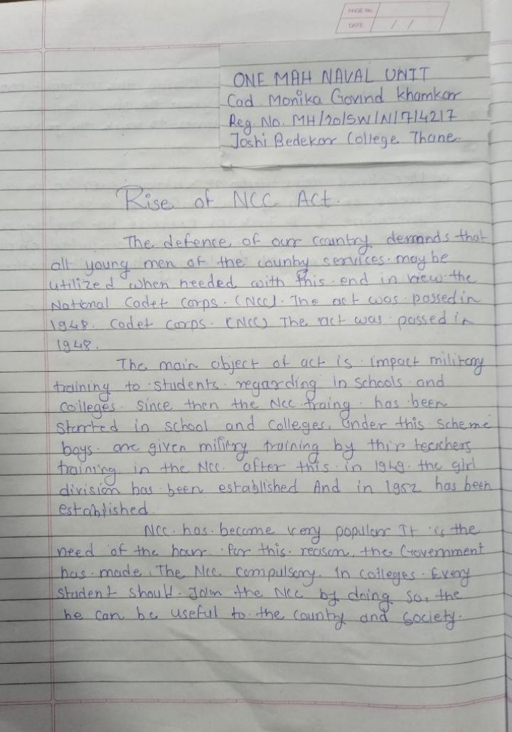 Rise of NCC Act – India NCC