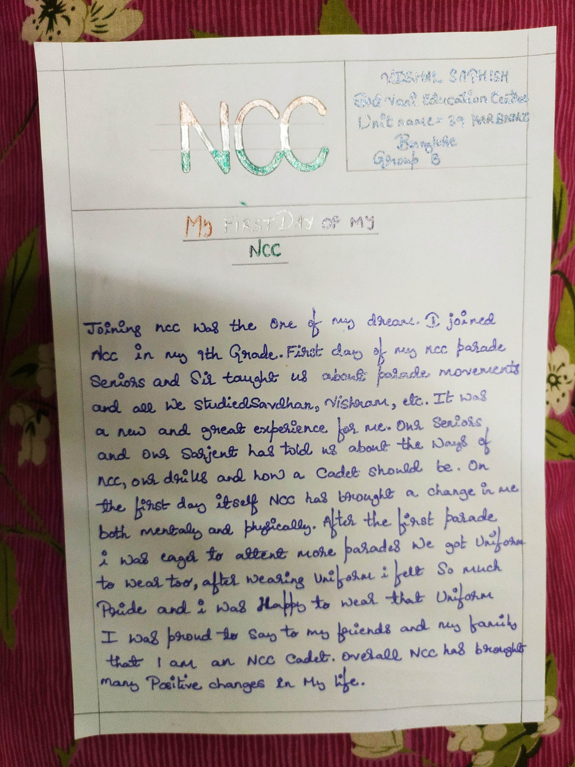 My First Day Of NCC\\\" – India NCC