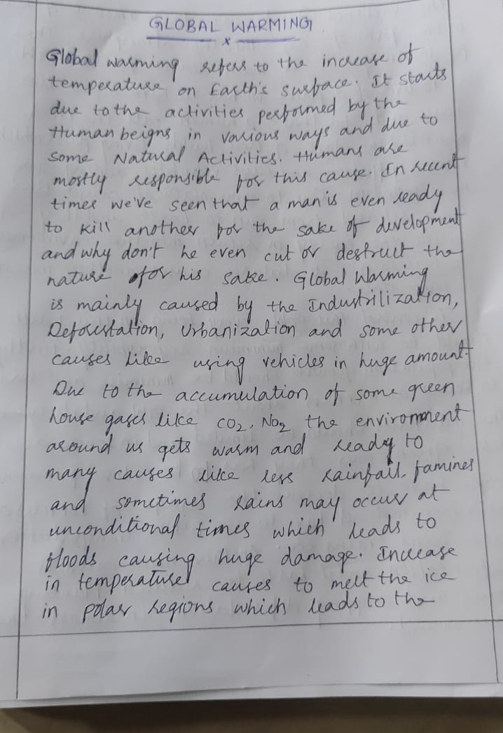 Global warming – India NCC