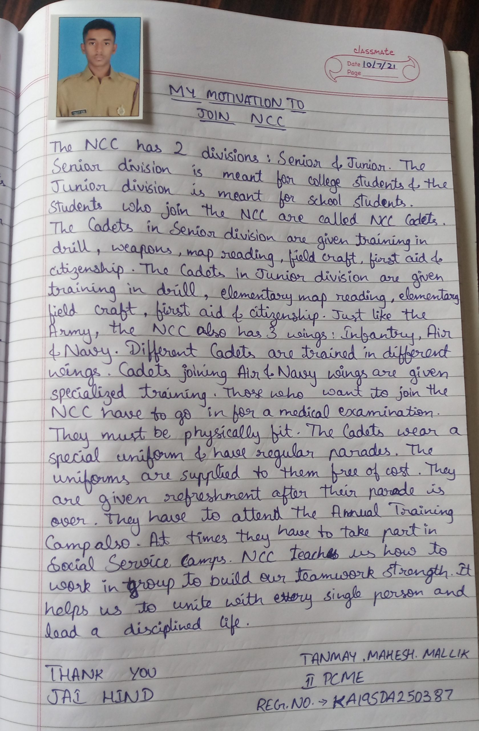 MY MOTIVATION TO JOIN NCC – India NCC