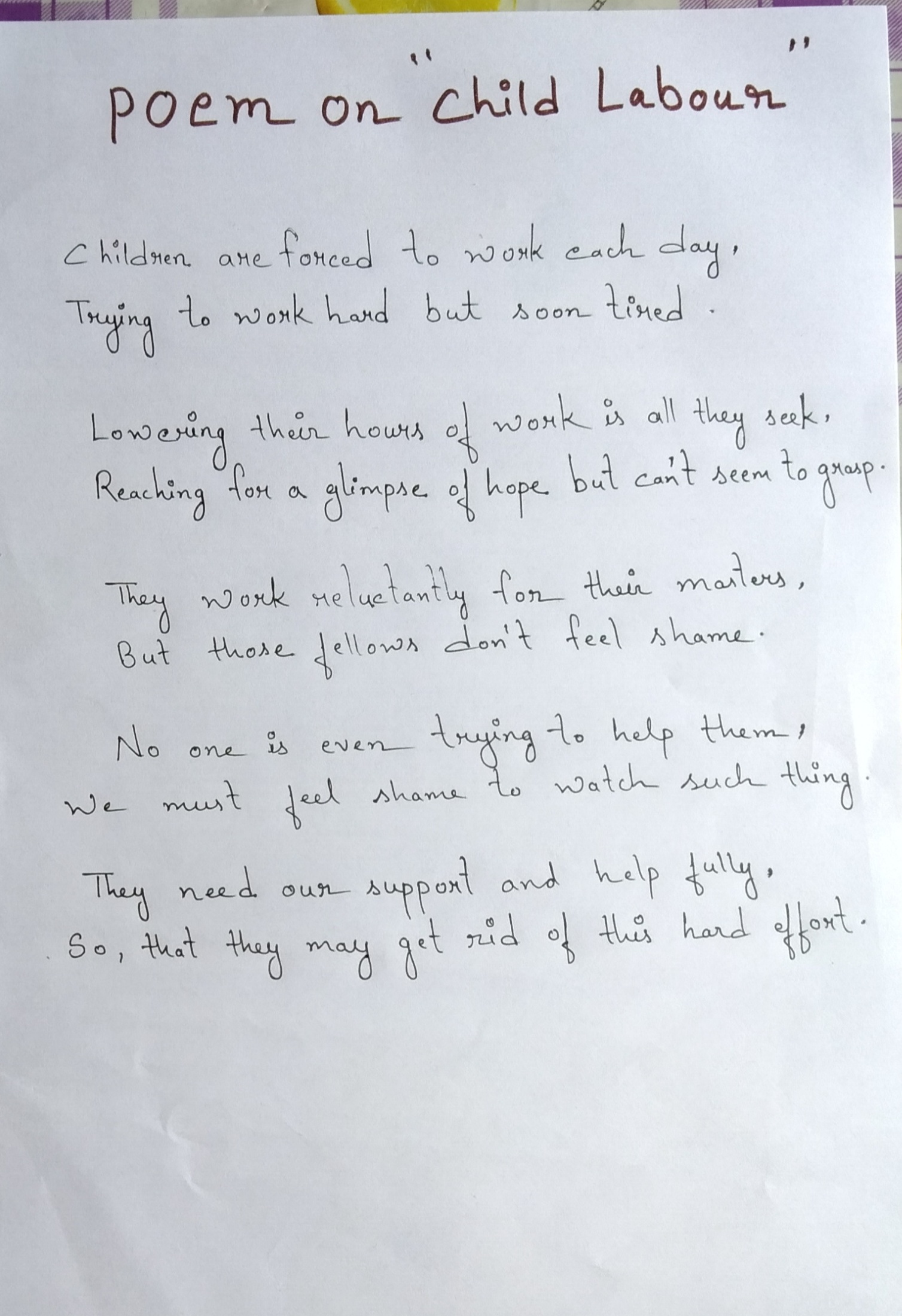 Poem on child labour – India NCC