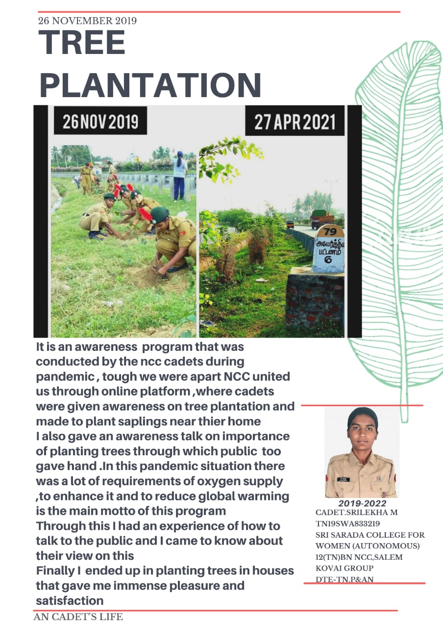 Tree plantation experience – India NCC