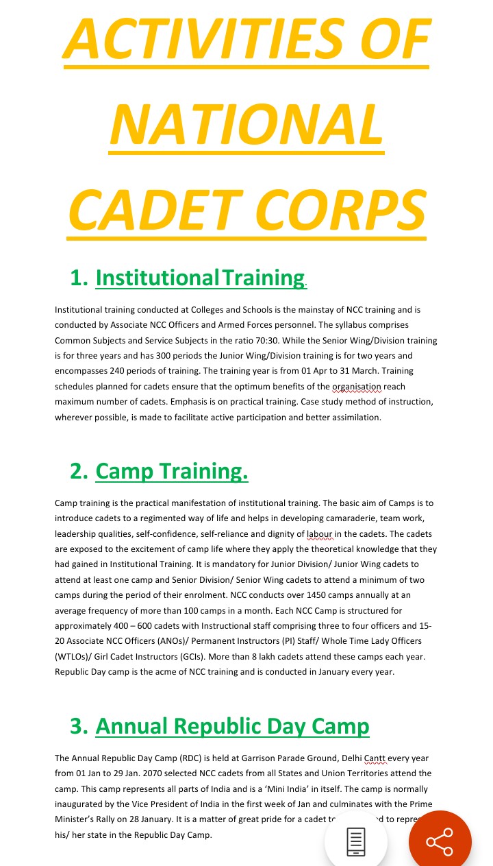 Activities of Ncc cadets – India NCC