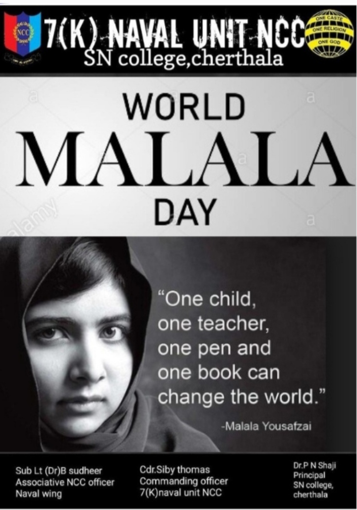 Poster about Malala Day – India NCC