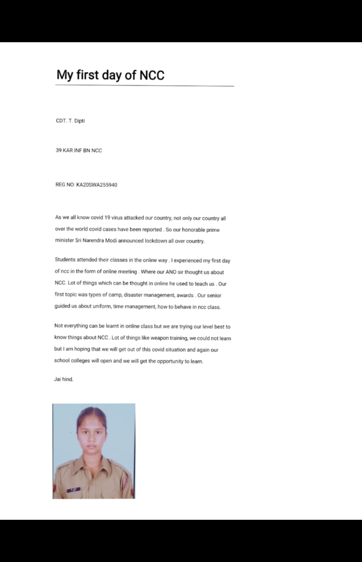 My first day of NCC – India NCC