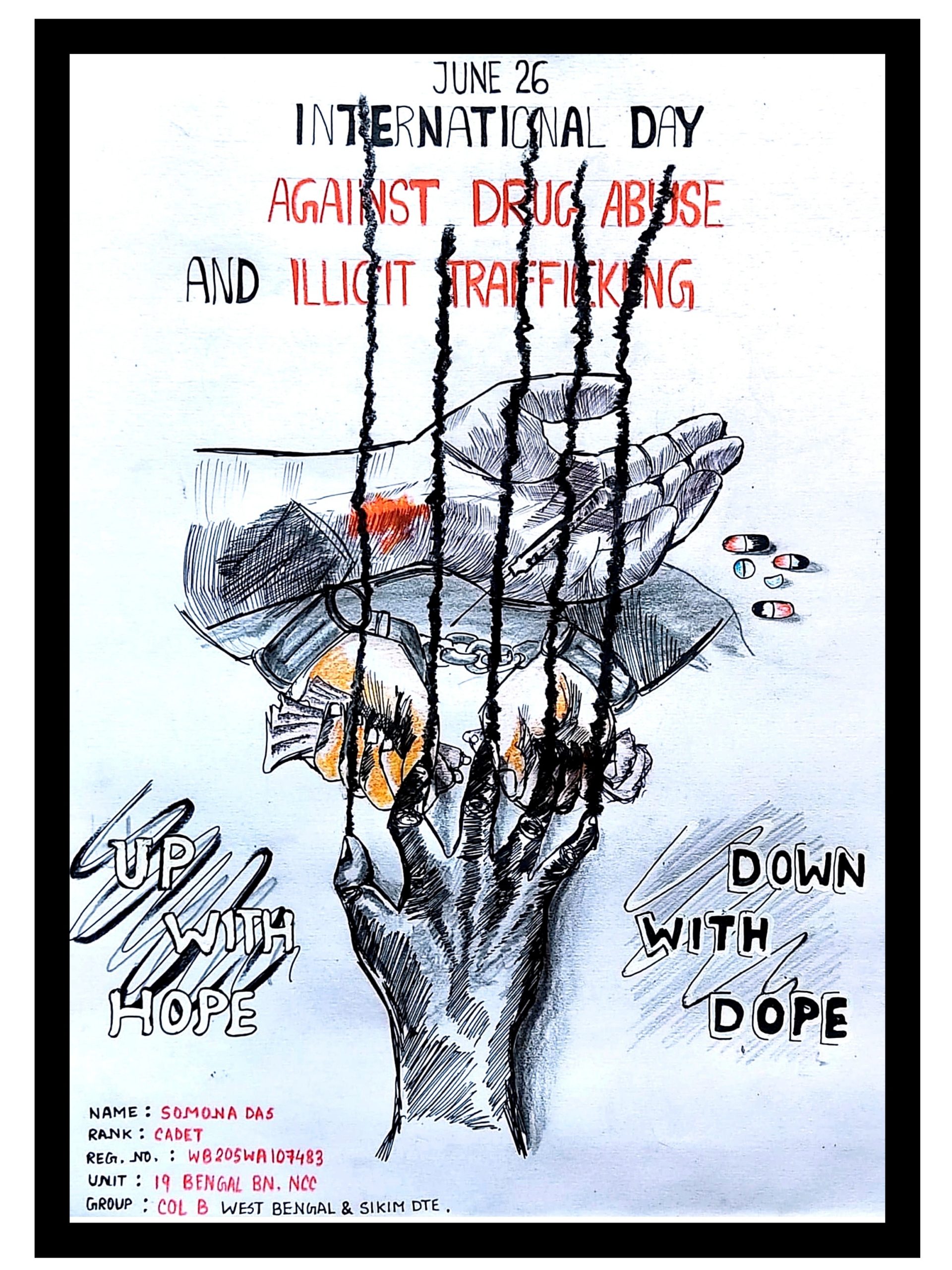 INTER NATIONAL AGAINST DRUGS ABUSE &ILLICIT TRAFFICKING poster – India NCC