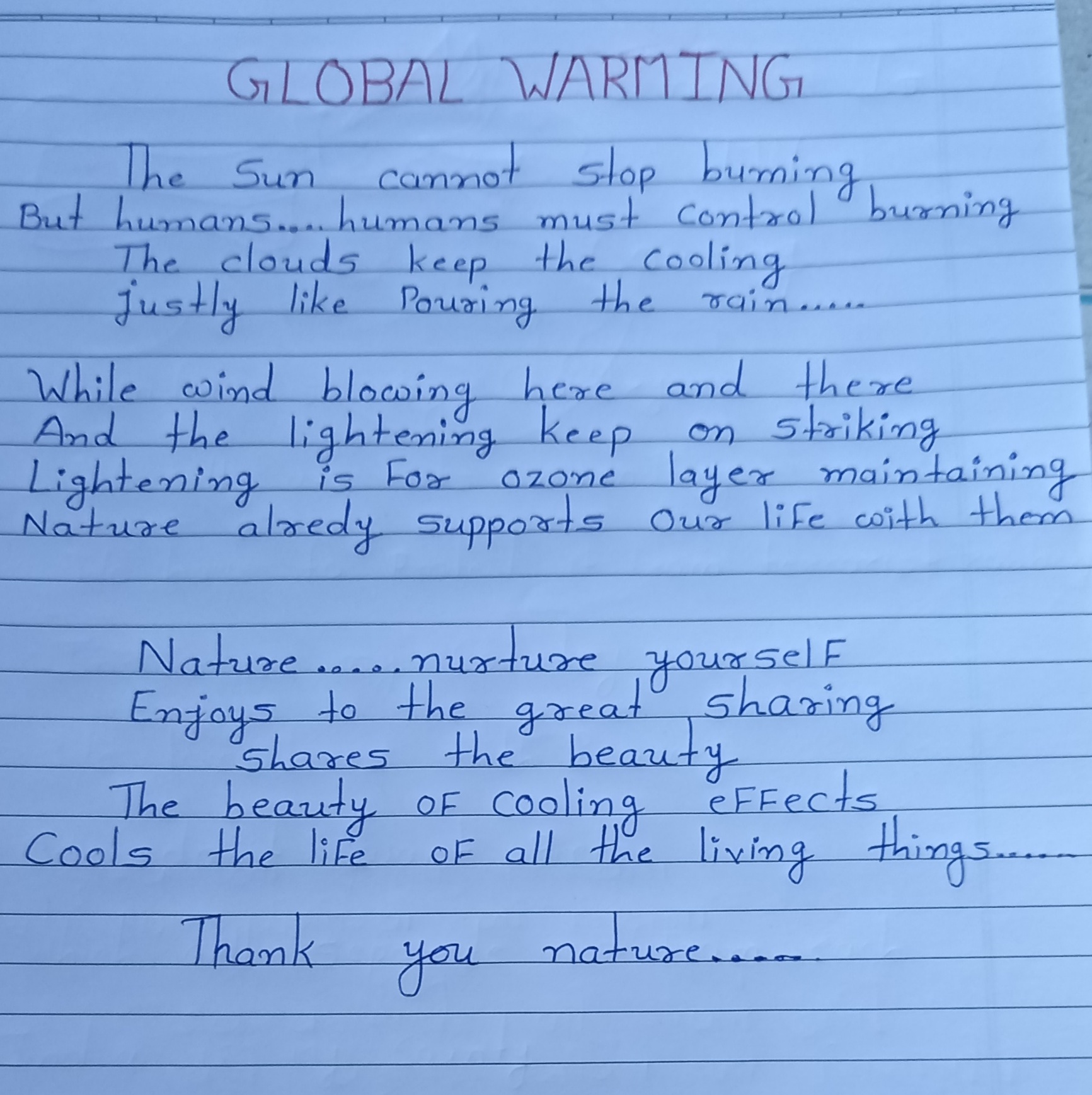 GLOBAL WARMING POEM – India NCC