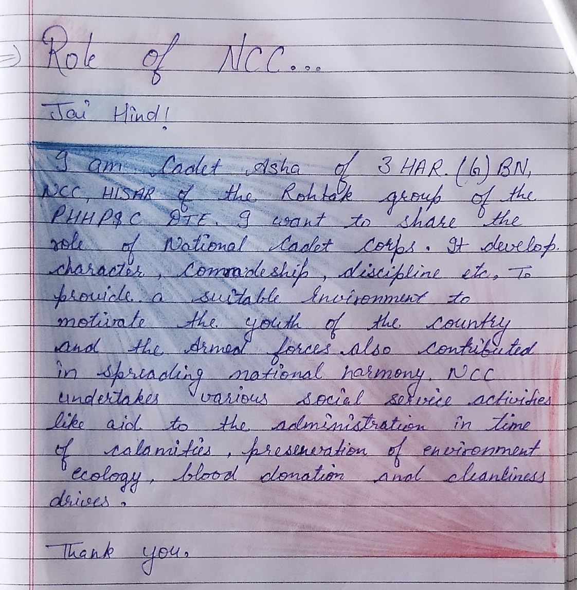 ROLE OF NCC – India NCC